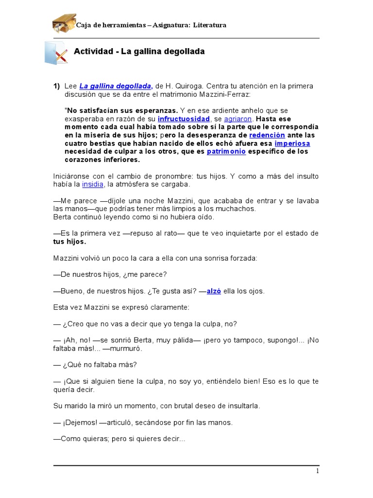 Actividad La Gallina Degollada | PDF