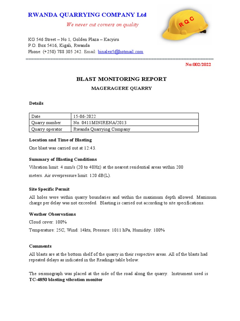 Final Blasting Report 15-06-2022 | PDF | Applied And Interdisciplinary ...