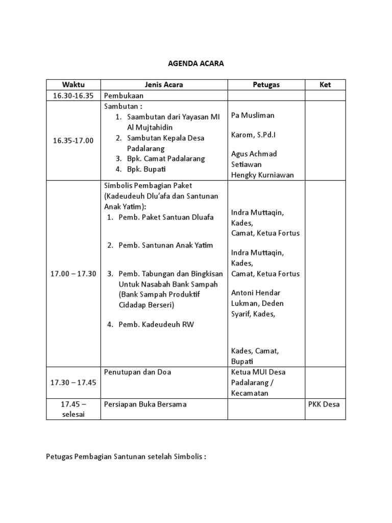 Rancangan Agenda Acara | PDF