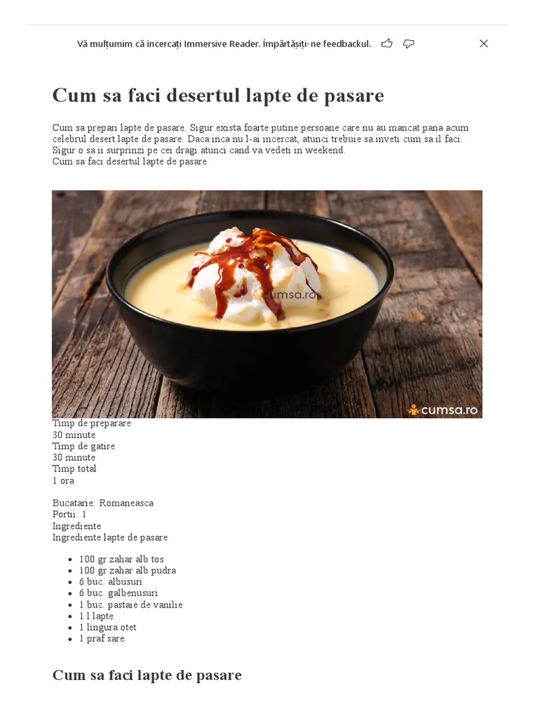 Cum Sa Faci Desertul Lapte de Pasare | PDF