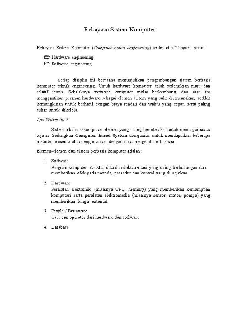 Rekayasa Sistem Komputer | PDF