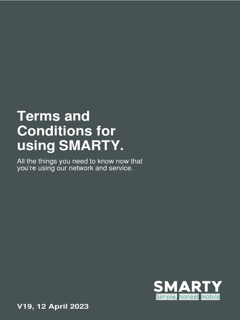 SMARTY Terms and Conditions | PDF | Computer Network | Legal Liability