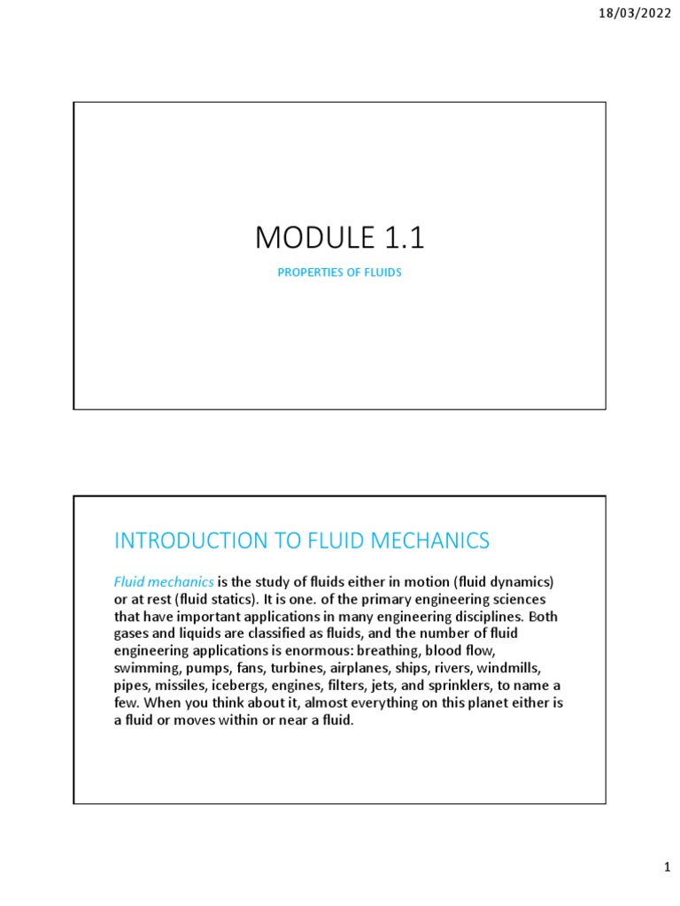 Fluid Mechanics: Properties of Fluids | PDF