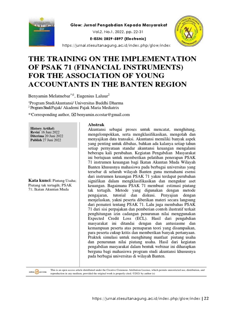 The Training On The Implementation of Psak 71 (Financial Instruments ...