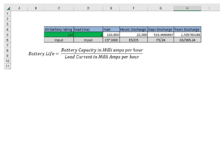 Excel Battery Drain Calculator | PDF