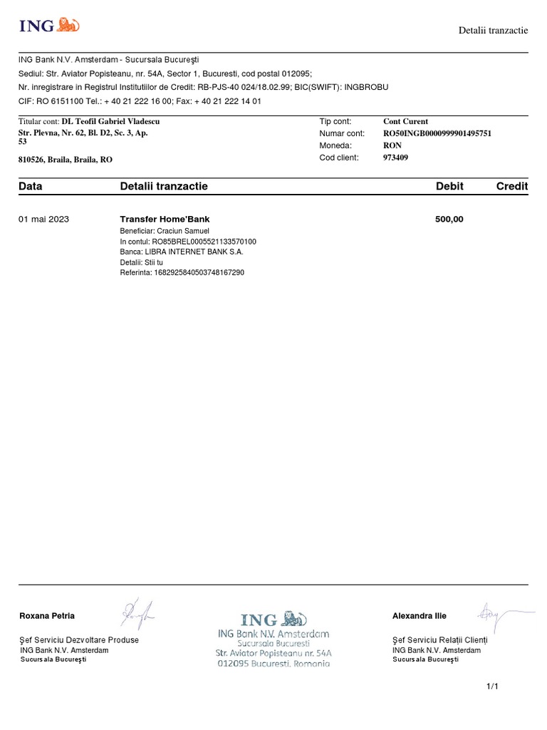 ING Bank Transaction Details 2023 | PDF