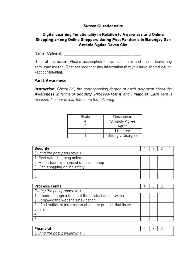 Survey Questionnaire | PDF | Online Shopping | Business