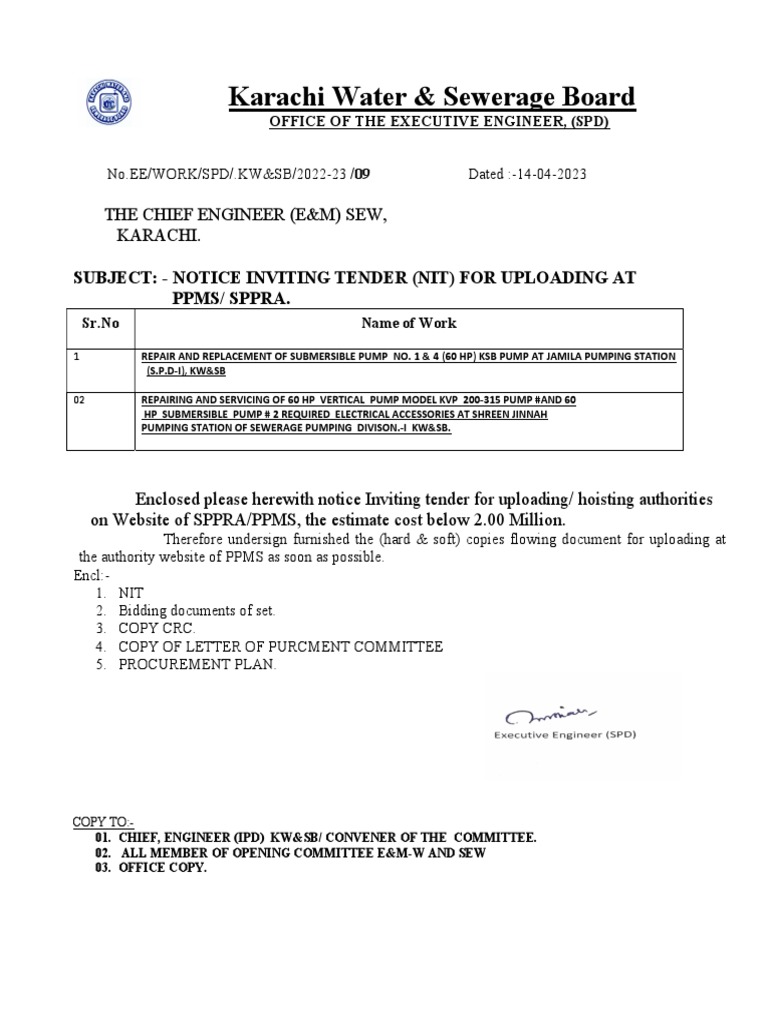 Karachi Water & Sewerage Board | PDF | Government