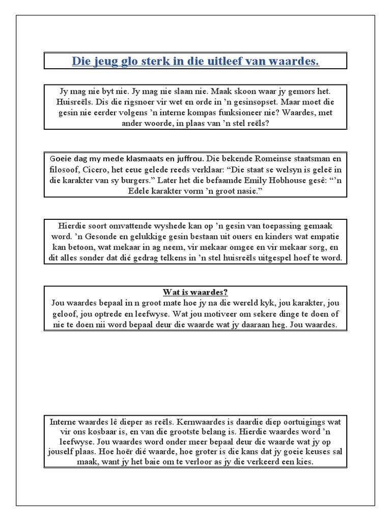 Afrikaans Mondeling Gr12 | PDF