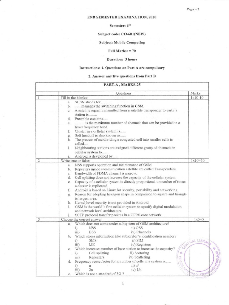 CO - 601 (NEW) Mobile Computing | PDF | Cellular Network | General ...