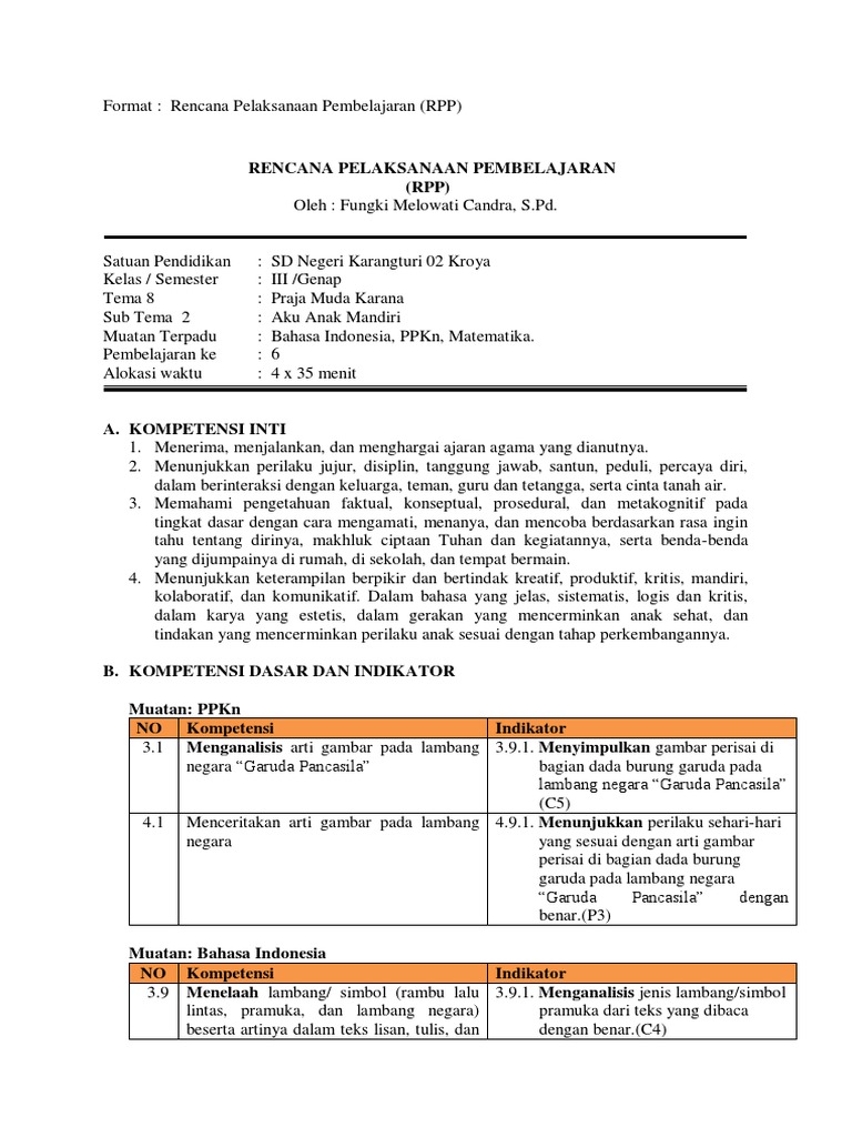 Rencana Pelaksanaan Pembelajaran (RPP) | PDF