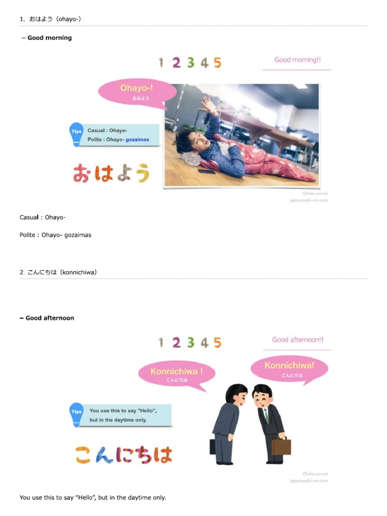 10 Basic Japanese Greetings Pdf