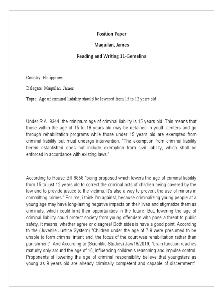 Age of Criminal Liability Should Be Lowered From 15 To 12 Years Old ...