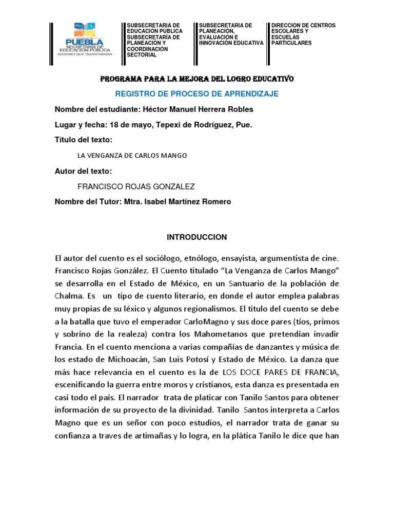 La venganza de Carlos Mango | PDF | Lectura (proceso) | Cuentos