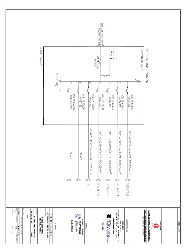 Wiring Diagram Panel SDP - Rumah Pompa | PDF