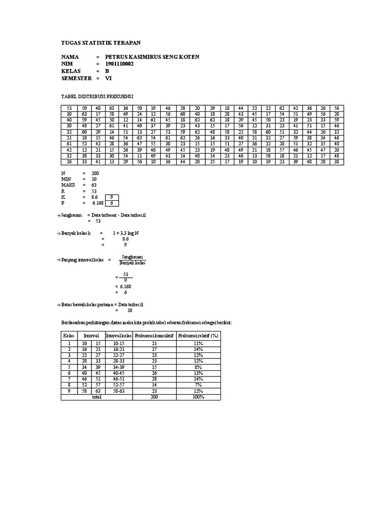 Tabel Distribusi Frekuensi Statistik | PDF
