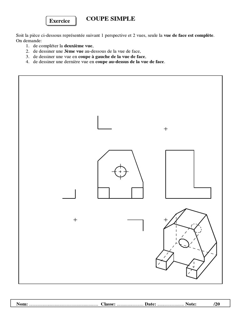 Exercice de coupe simple en dessin technique | PDF