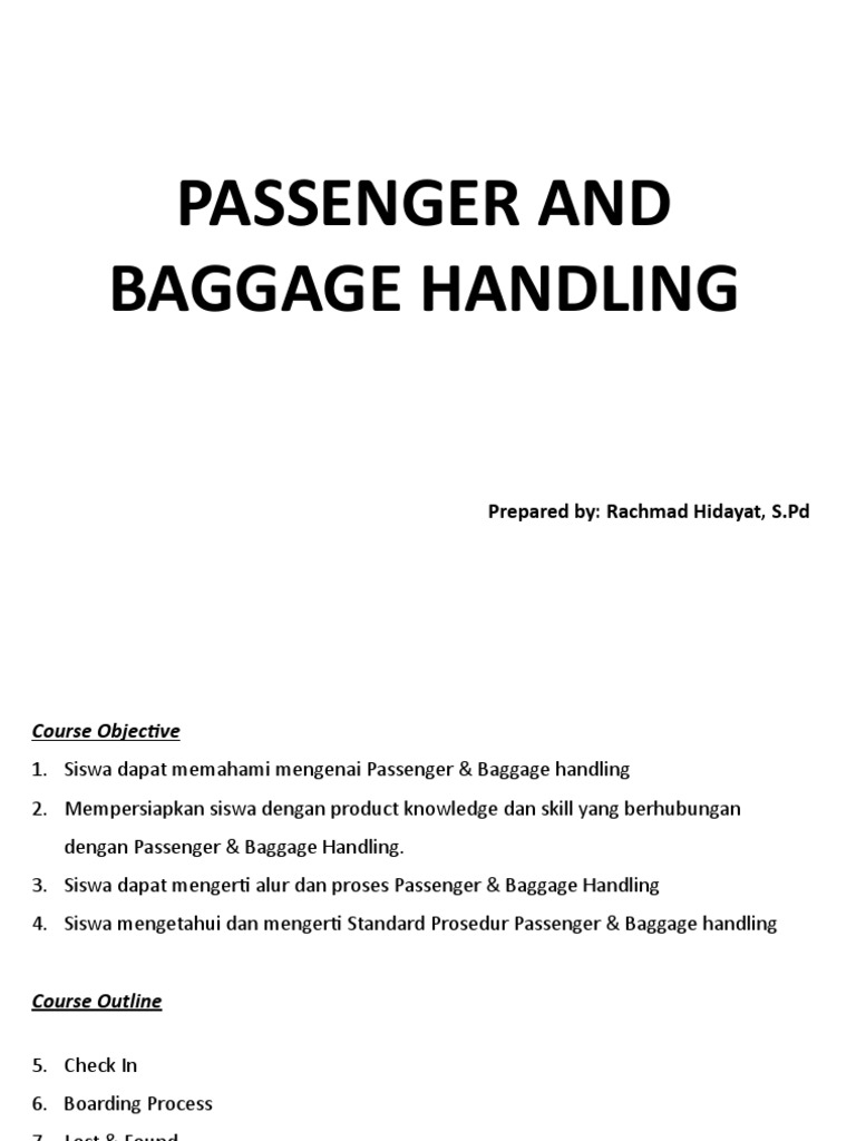 Passenger and Baggage Handling | PDF