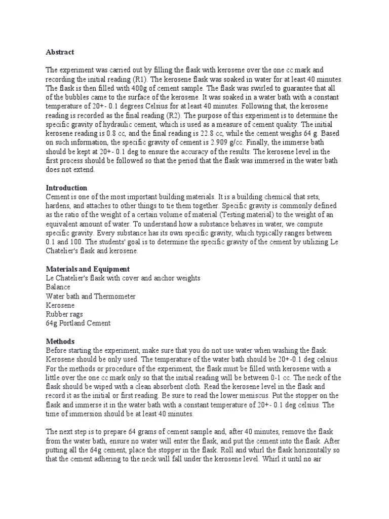 Lab Report Experiment 1 | PDF | Weight | Water