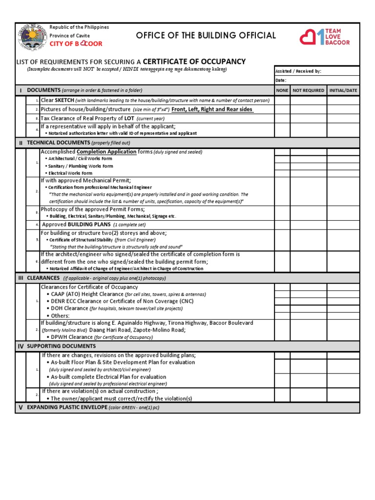 COO-Checklist_Revised-2016 | PDF | Engineering