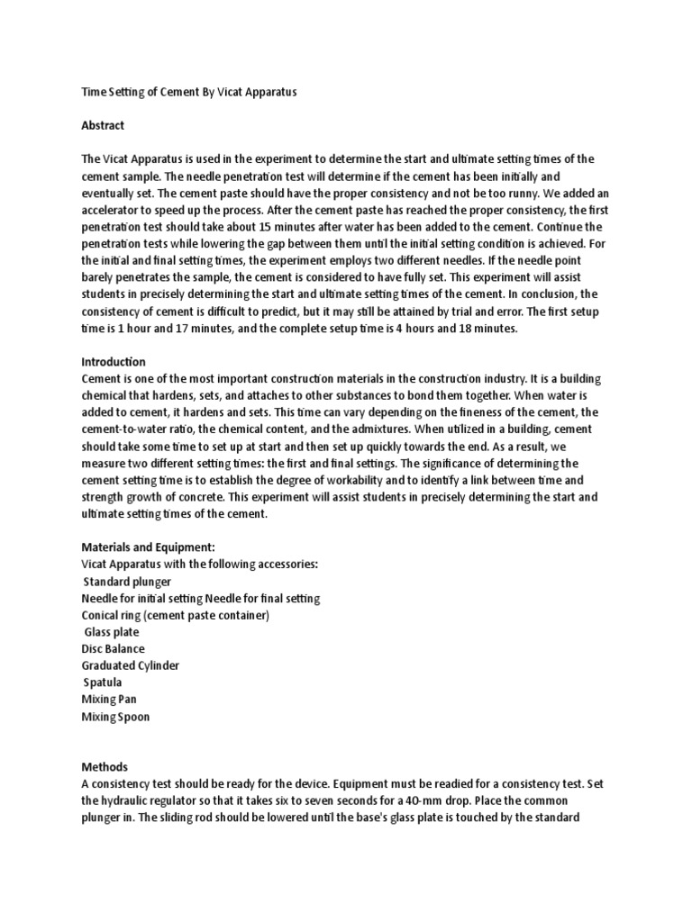 Lab Report Exp2 Vicat | PDF