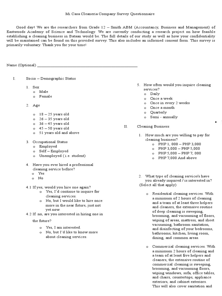 Survey Questionnaire Res Proj | PDF