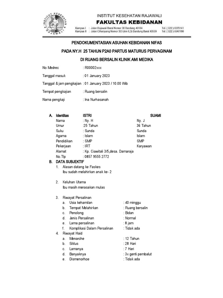 2.soap PNC (Ina Nurhasanah - H522161) | PDF