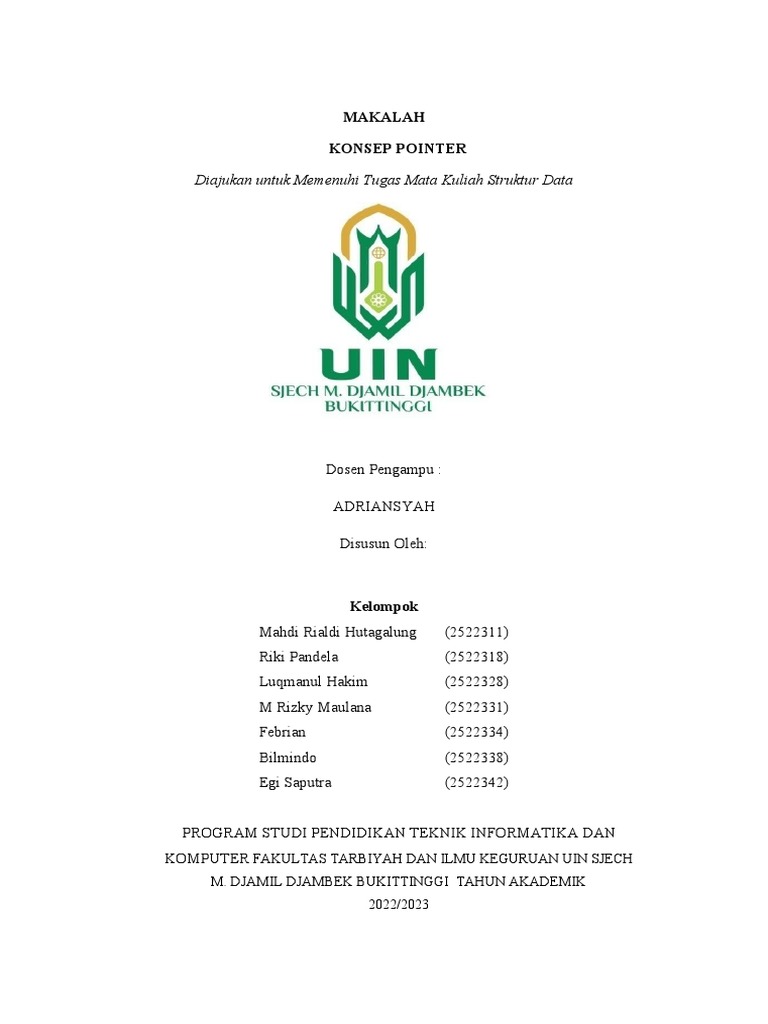 Makalah Struktur Data (Konsep Pointer) | PDF