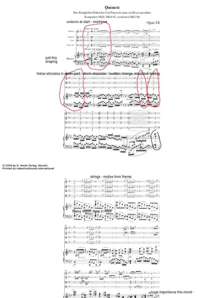 Brahms-Piano Quintet in F Minor Op. 34-Piano-Score - WITH NOTES | PDF ...