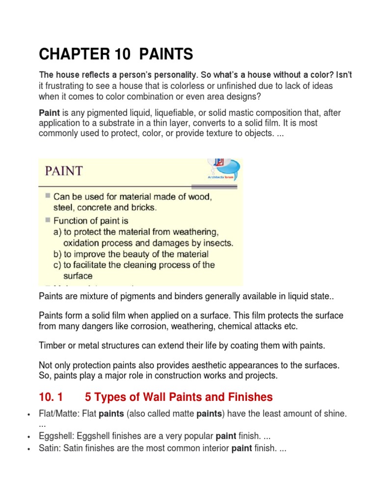 Chapter10 PAINTS | PDF | Paint | Materials