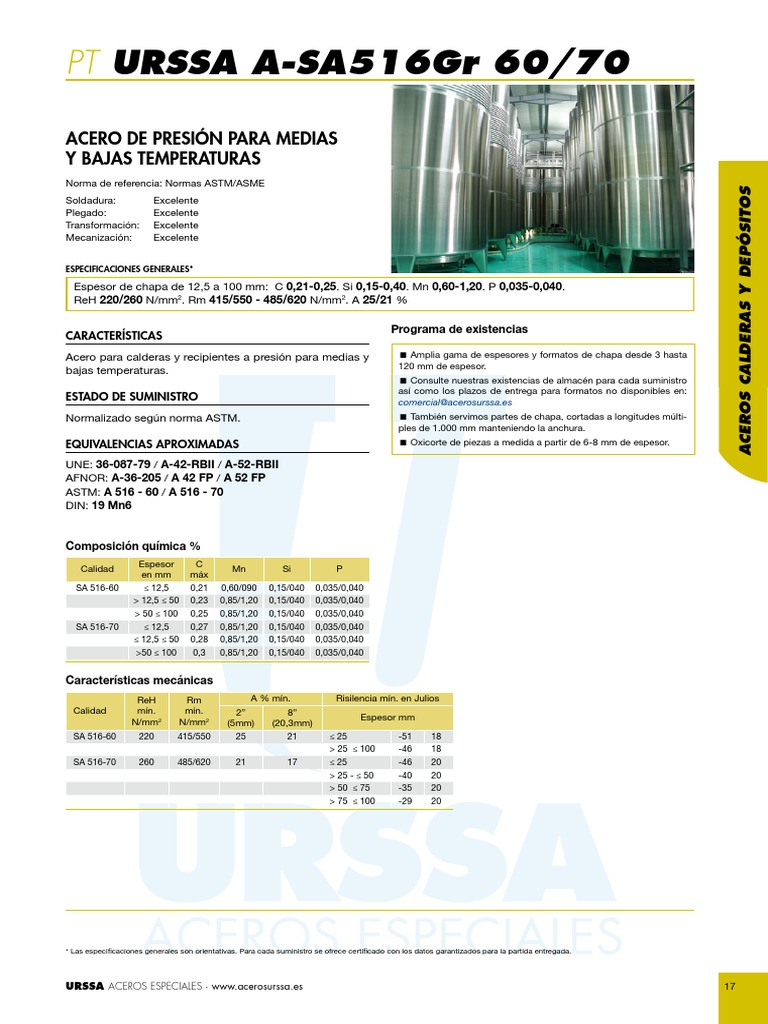 Astm A516 | PDF | Materiales | Ingeniería mecánica
