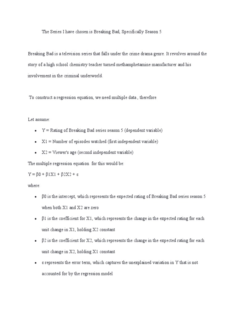 Breaking Bad | PDF | Regression Analysis | Dependent And Independent ...