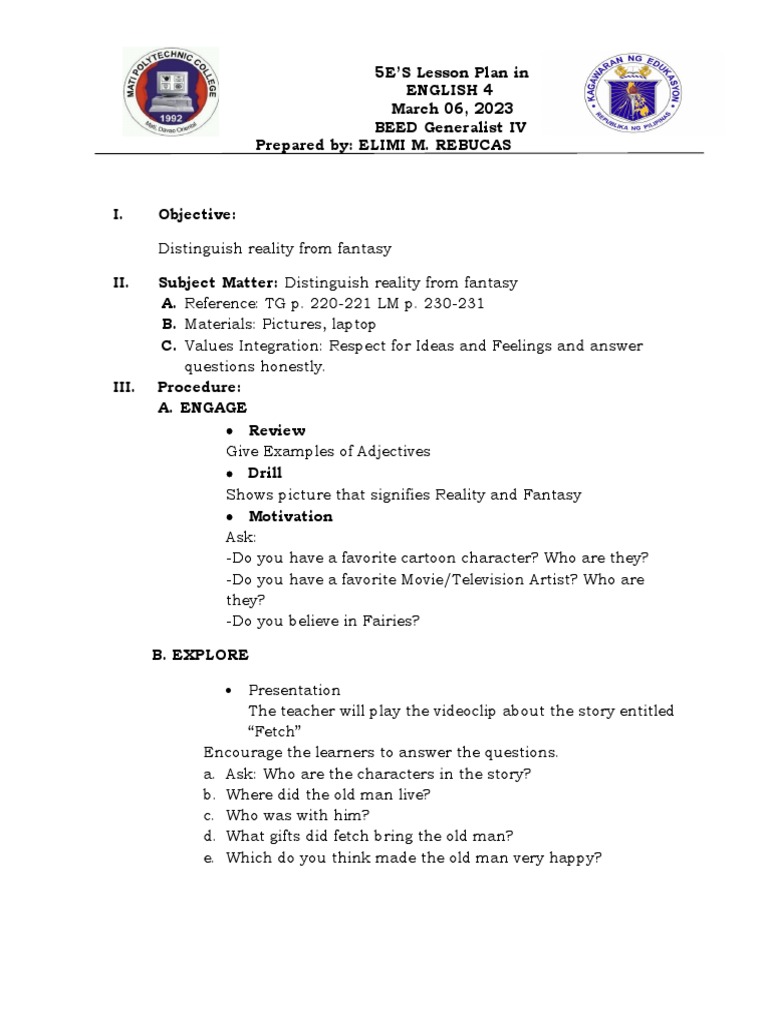 5e's Lesson Plan | Download Free PDF | Lesson Plan | Learning