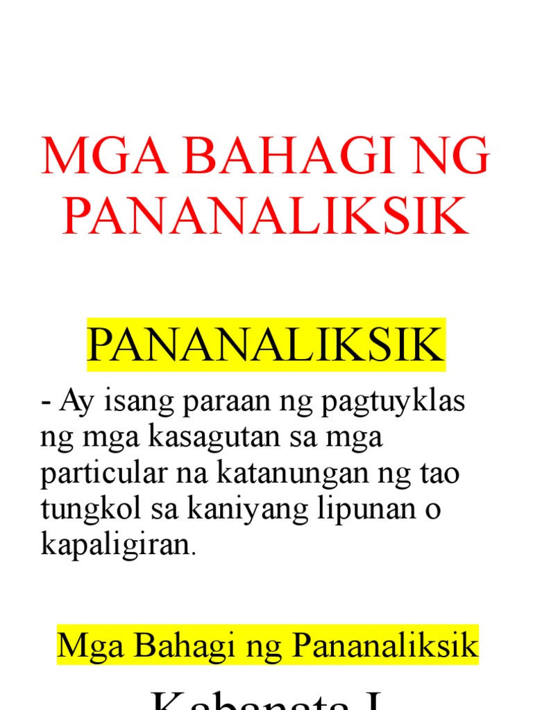 Mga Bahagi Ng Pananaliksik Pdf