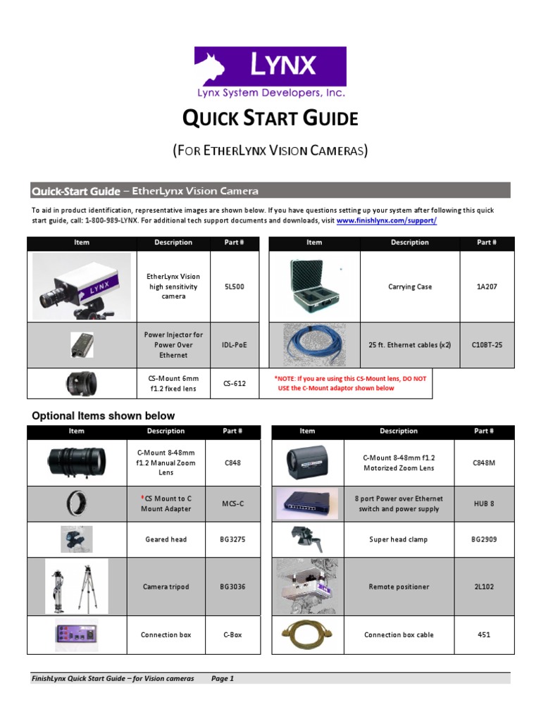 EtherLynx Vision Camera QSG | PDF