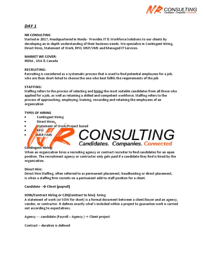 Handout Day 1 | PDF | Recruitment | Human Resources