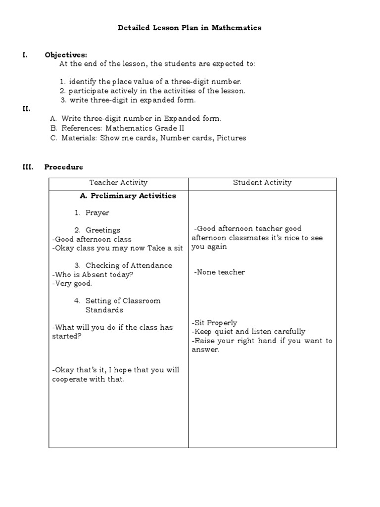 Detailed Lesson Plan in Mathematics | PDF