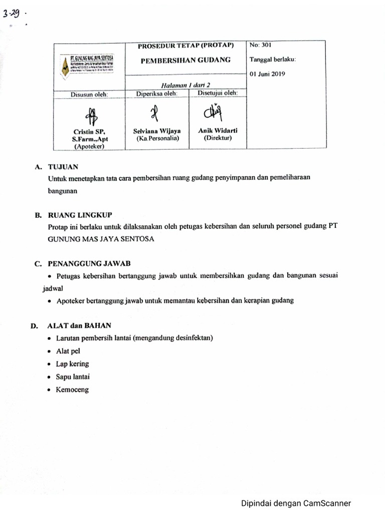 3.29 PROTAB Pembersihan Gudang | PDF