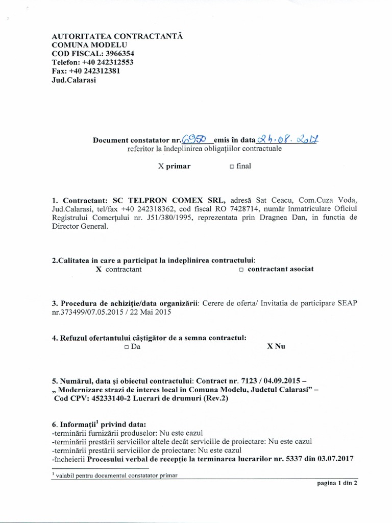 5641 - Document Constatator Contract Drumuri Modelu | PDF
