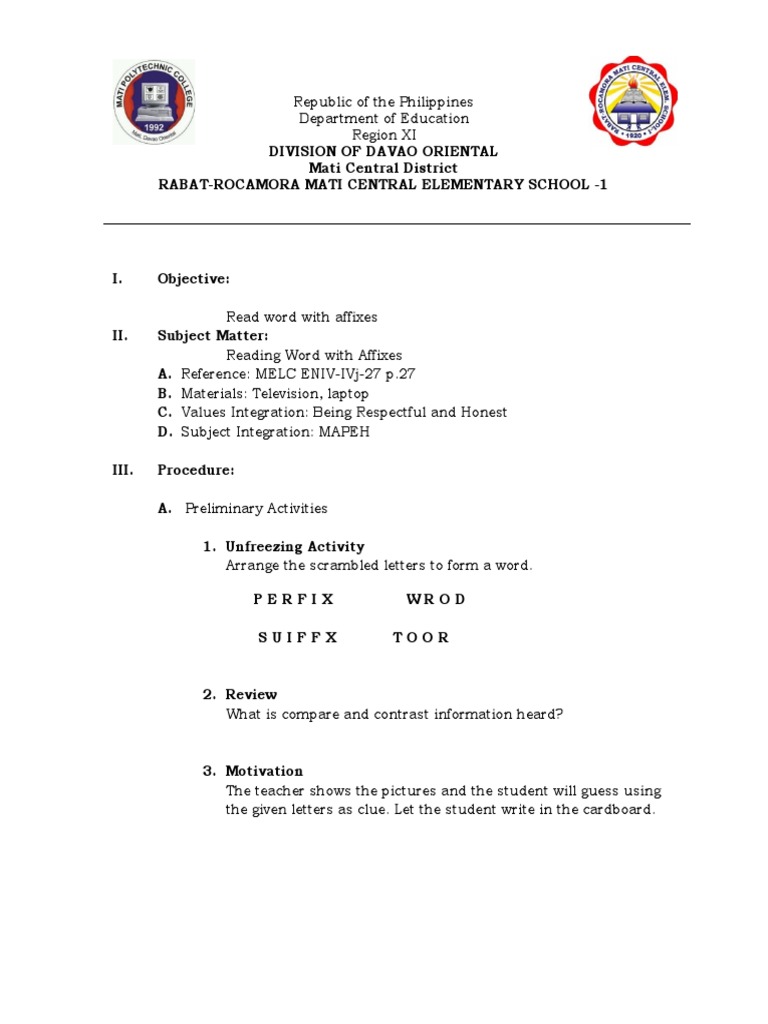 Grade 3 Affixes Lesson Plan | PDF | Word | Linguistics