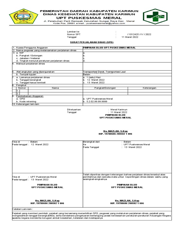 Contoh SPD Blud | PDF