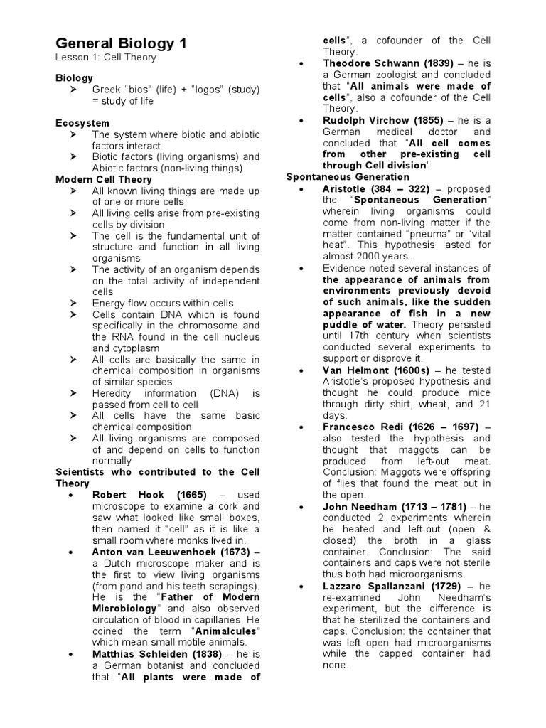 Notes - General Biology 1 | PDF | Meiosis | Mitosis