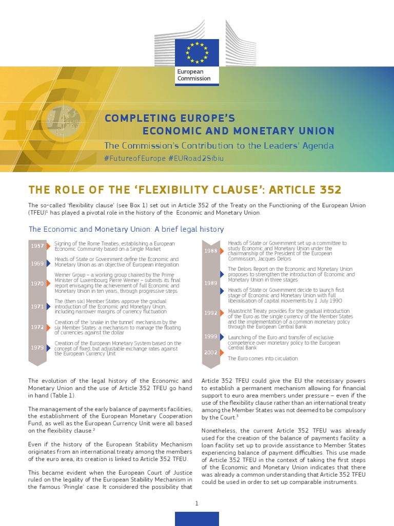 Article 352 TFEU | PDF | Economic And Monetary Union Of The European ...
