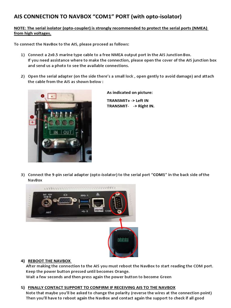 Navbox Ais Nmea Connection Com1 - Nav Side | PDF