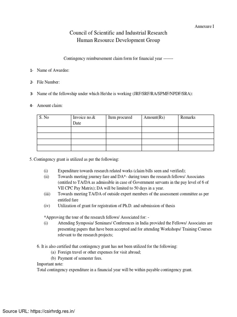 Contingency Reimbursement Claim Form 20230221170859993 | PDF