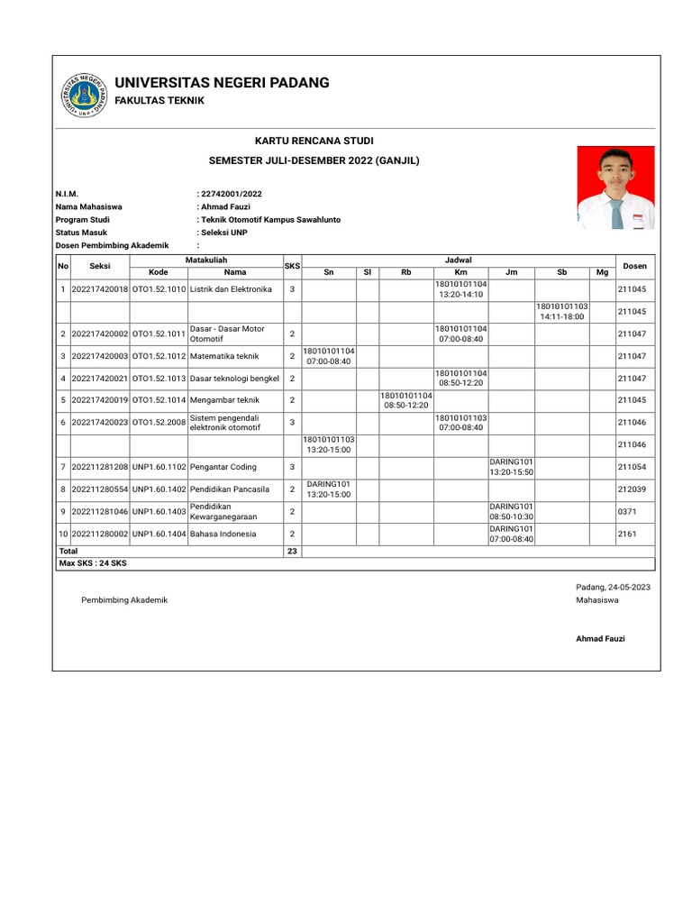 Cetak Kartu Rencana Studi | PDF