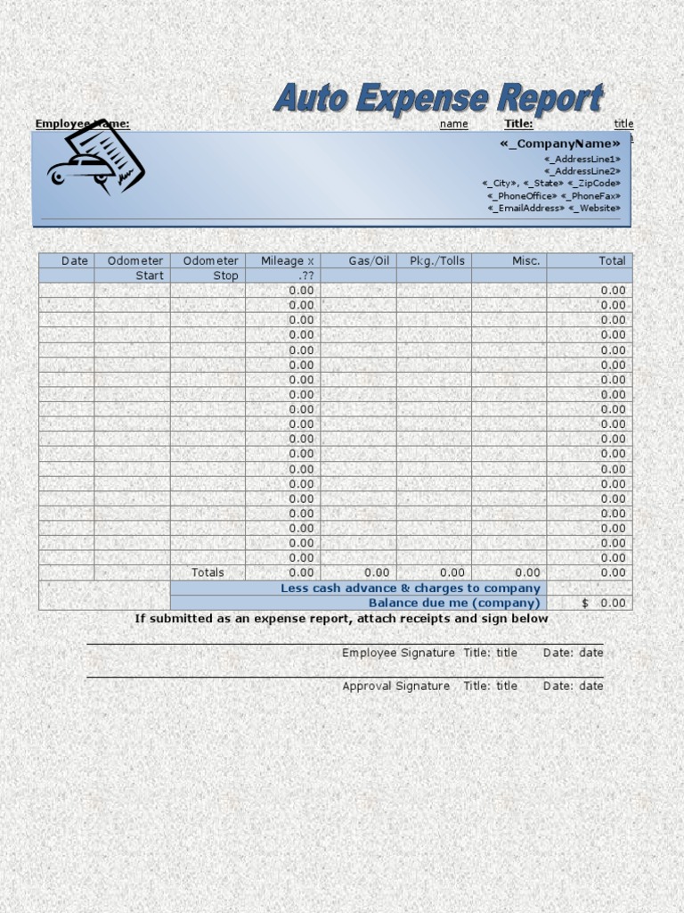 Auto Expense Report | PDF