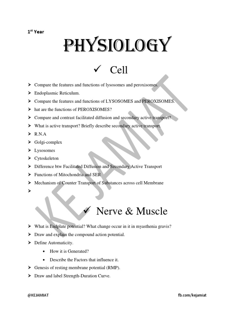 Physiology Past Papers | Download Free PDF | Coagulation | Heart