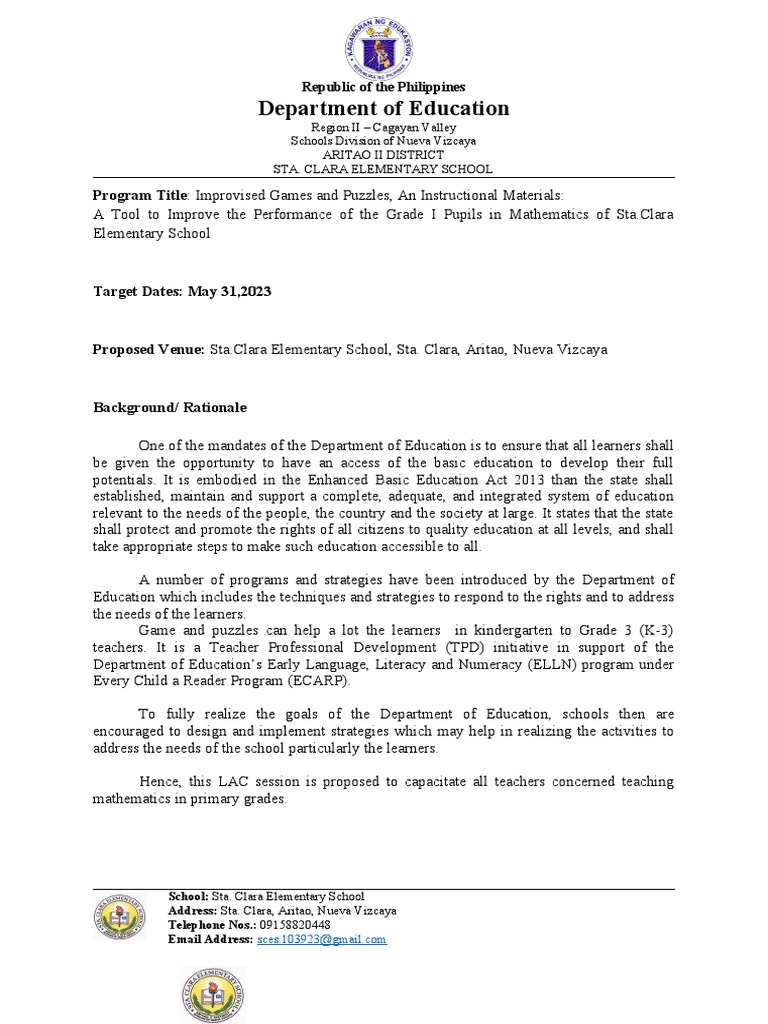 Proposal Math | PDF | Literacy | Cognition