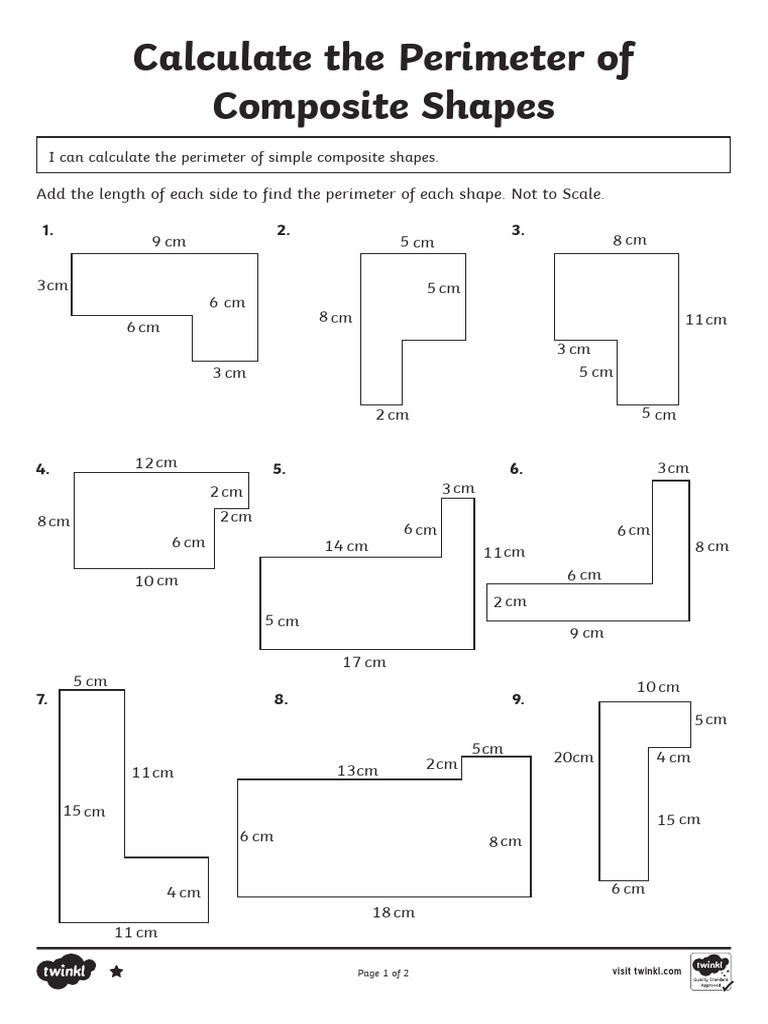 Perimeter of Composite Shapes Worksheet | PDF | Geometric Measurement ...